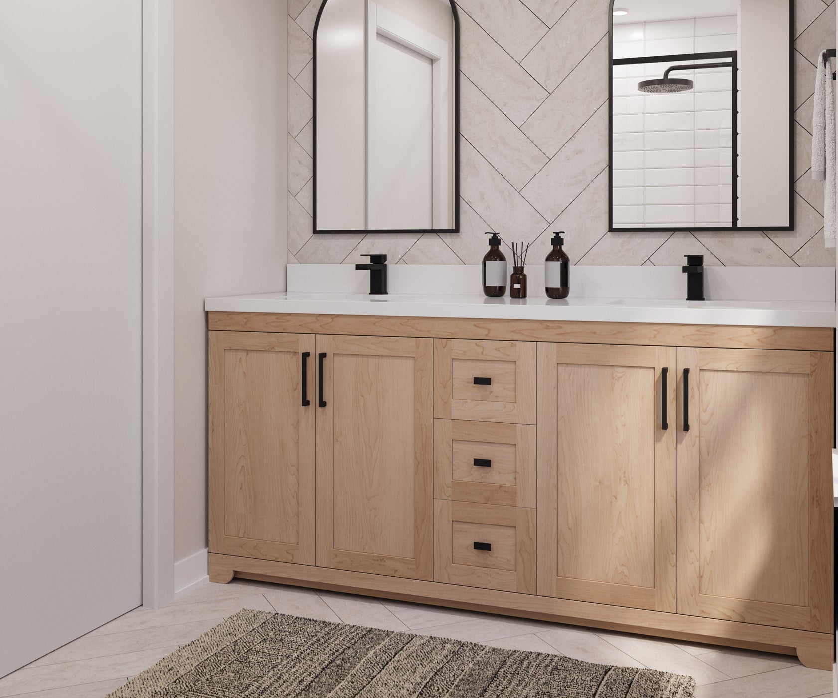Westmount 72"D Solid-Wood Canadian-Made Vanity w/ Quartz Top — Vanity Shop